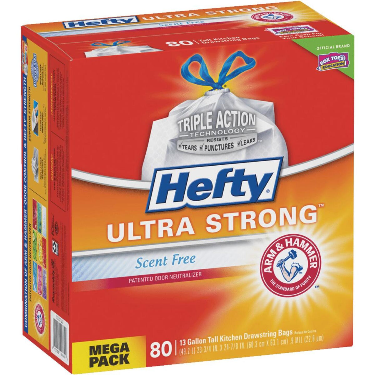 Hefty Ultra Strong 13 Gal. Scent Free Tall Kitchen White Trash Bag (80 ...